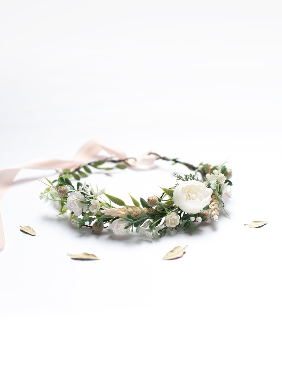 White flower crown Bridal floral crown Bridesmaid flower | Etsy