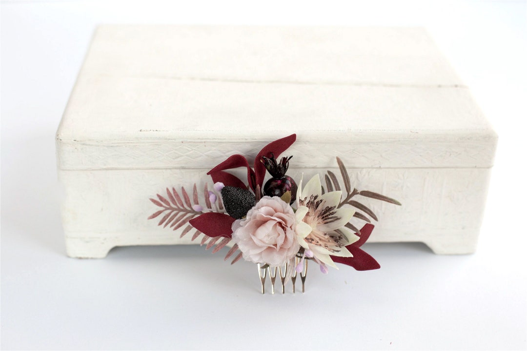 Winter Wedding Hair Comb, Christmas Hair Comb, Forest Flower Comb ...