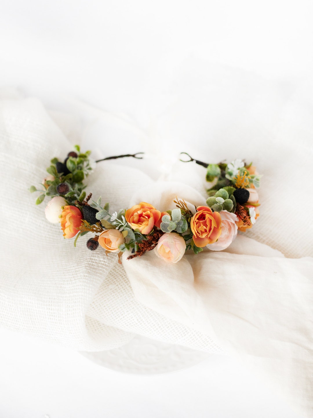 Flower Girl Crown, Flower Wedding Crown, Terracotta Flower Crown, Boho ...