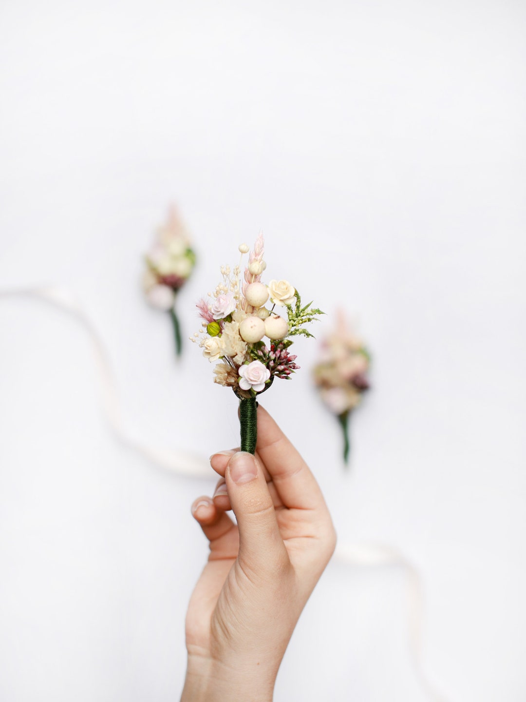 Blush Flower Boutonniere, Boutonniere for Men, Ivory Floral Boutonniere ...