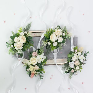 Rustic Wrist Corsage, Prom Corsage, Bridesmaid Flower Corsage, Blush ...