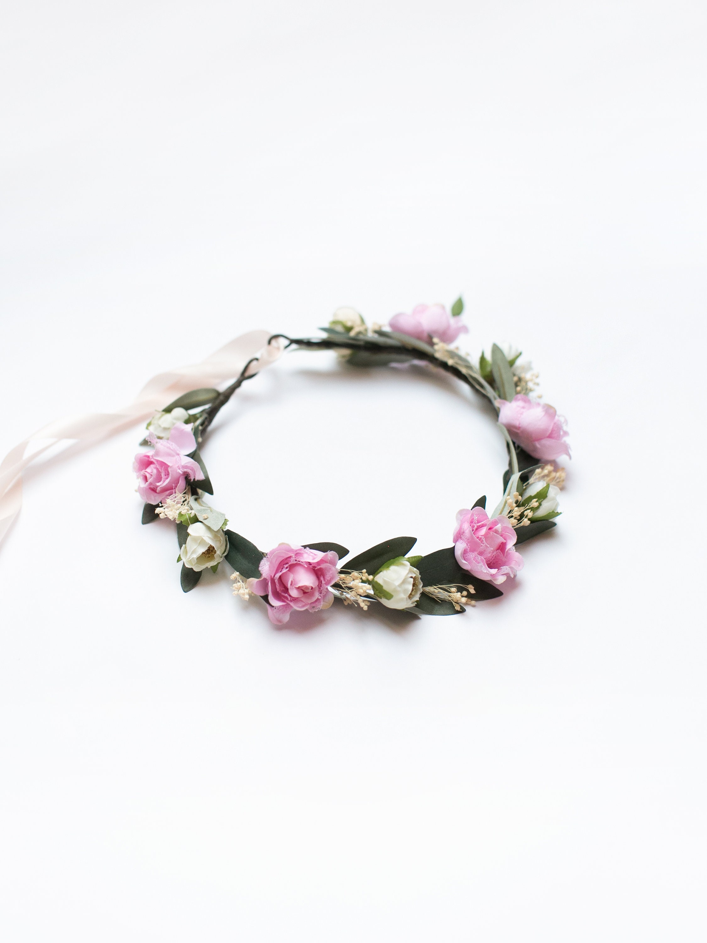 Flower Girl Crown Rustic Wedding Headpiece Bridal Floral | Etsy