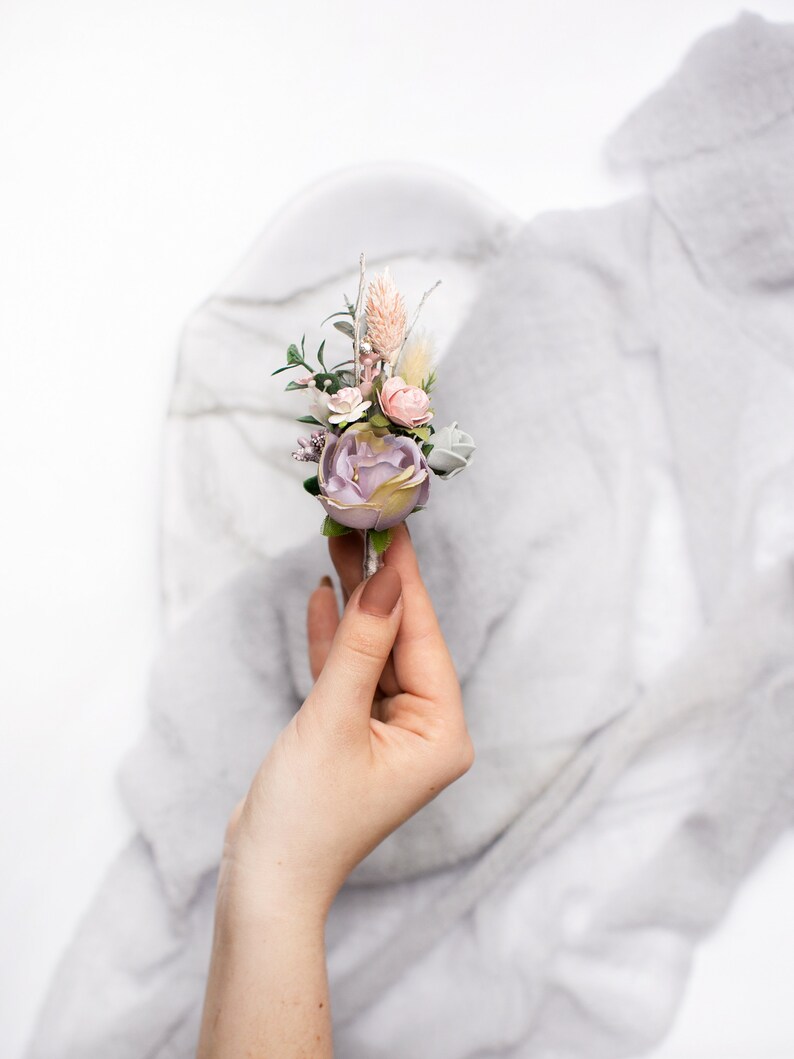 Boho Flower Boutonniere Blush Floral Buttonhole Man's - Etsy