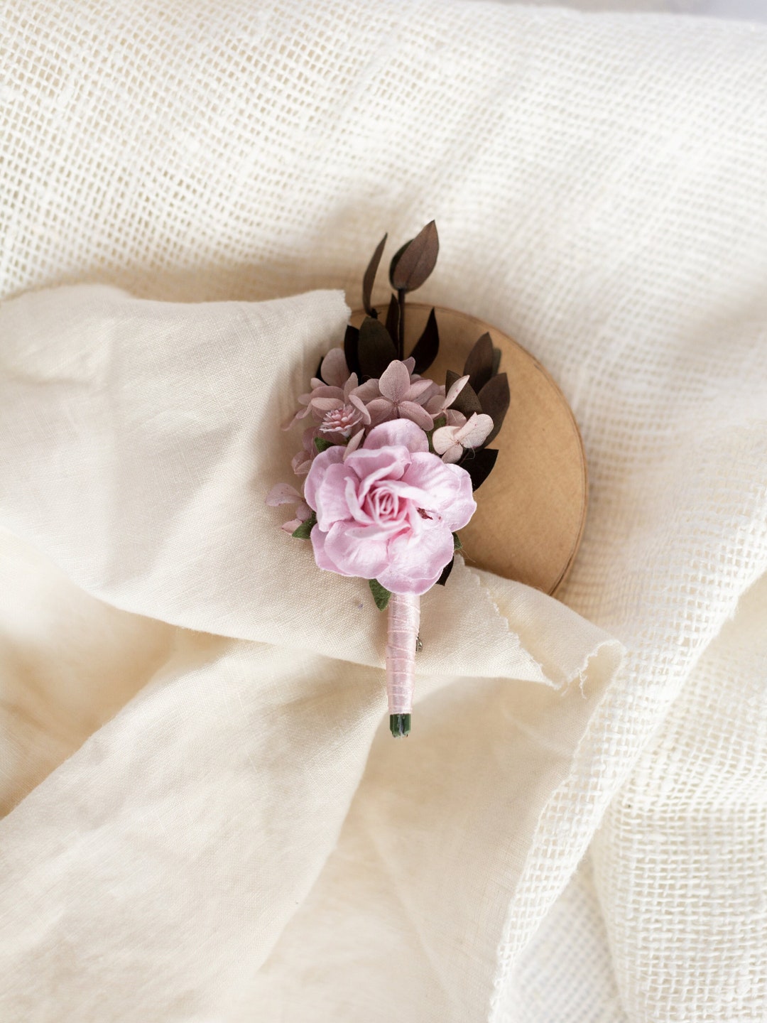 Groomsmen Buttonhole, Blush Pink Boutonniere, Boutonniere for Wedding ...