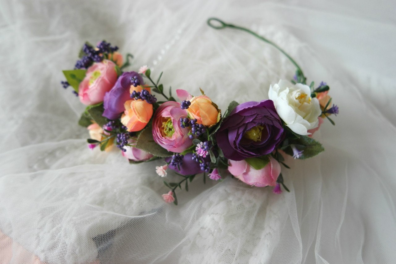 Summer floral crown Festival crown Flower head crown | Etsy