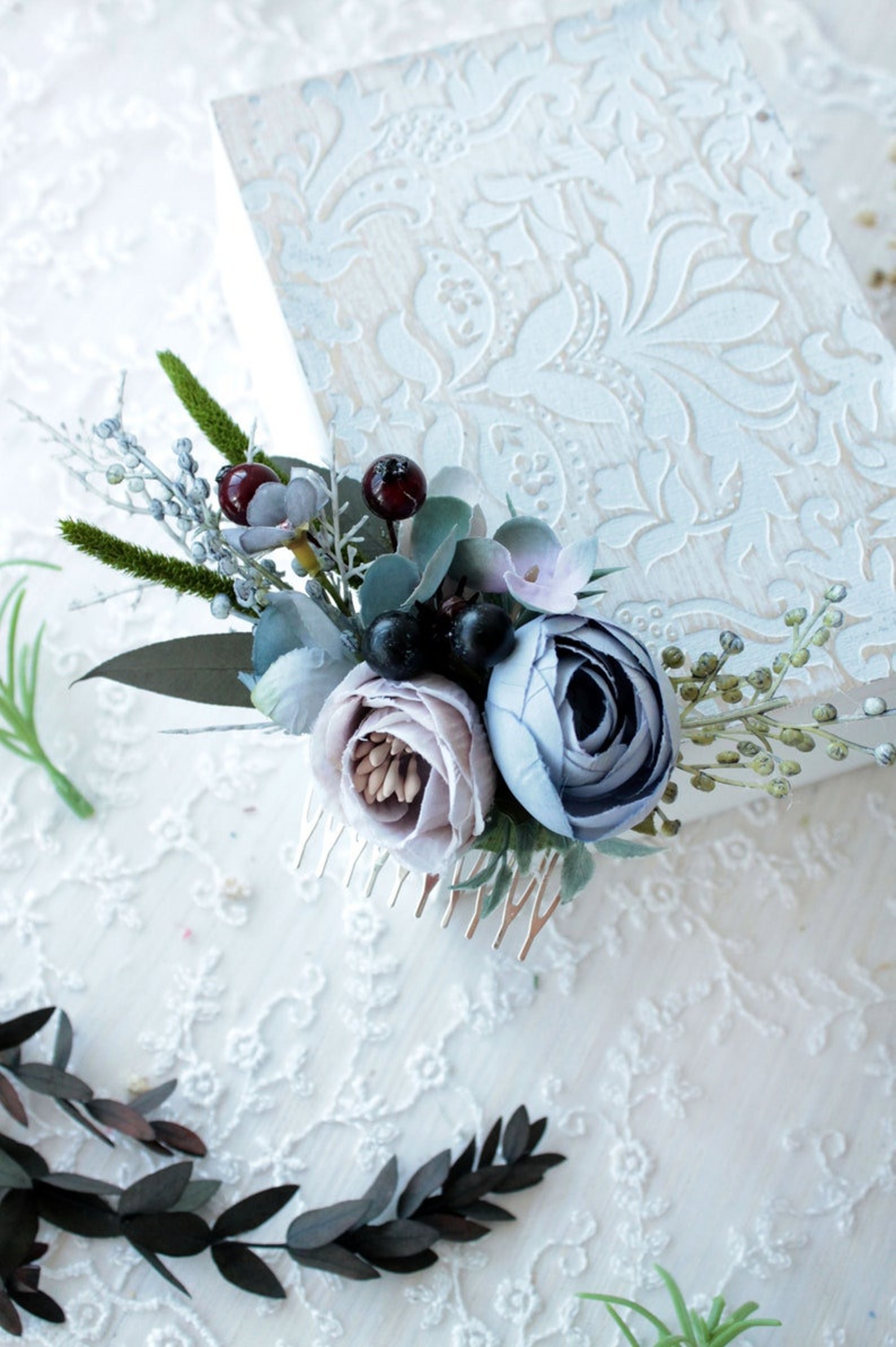 Winter Flower Comb Christmas Photoshoot Winter Wedding - Etsy