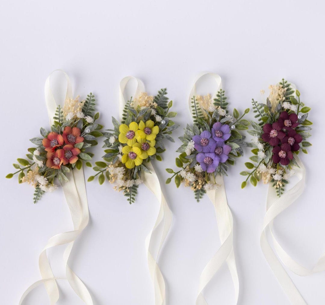 Сustomized Corsage and Boutonniere Set Prom Silk Floral Bracelet ...