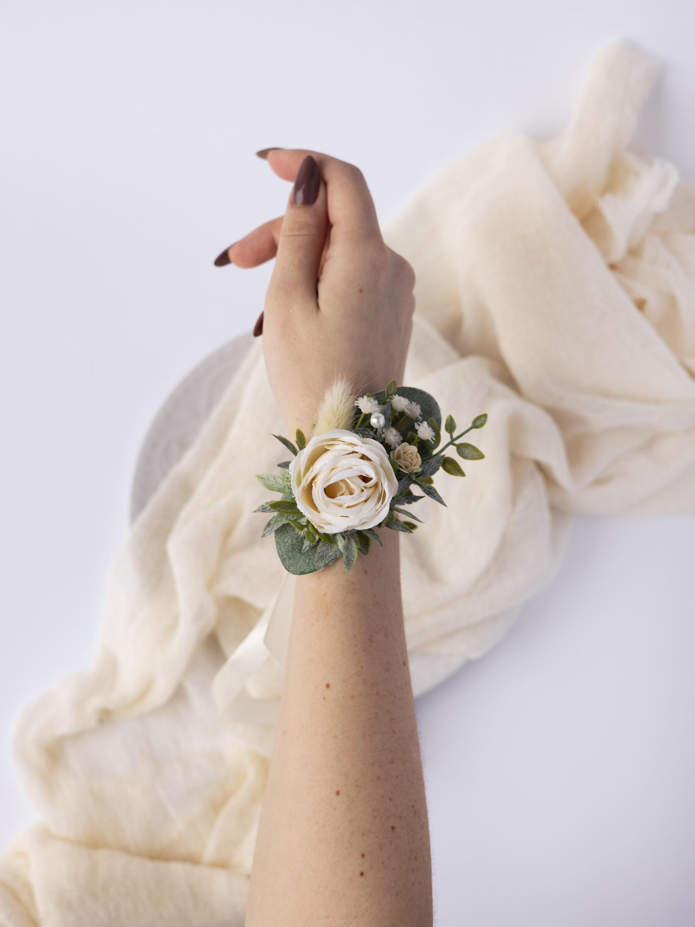 Custom Wrist Corsage Silk Floral Bracelet Bohemian Wedding Bachelorette ...