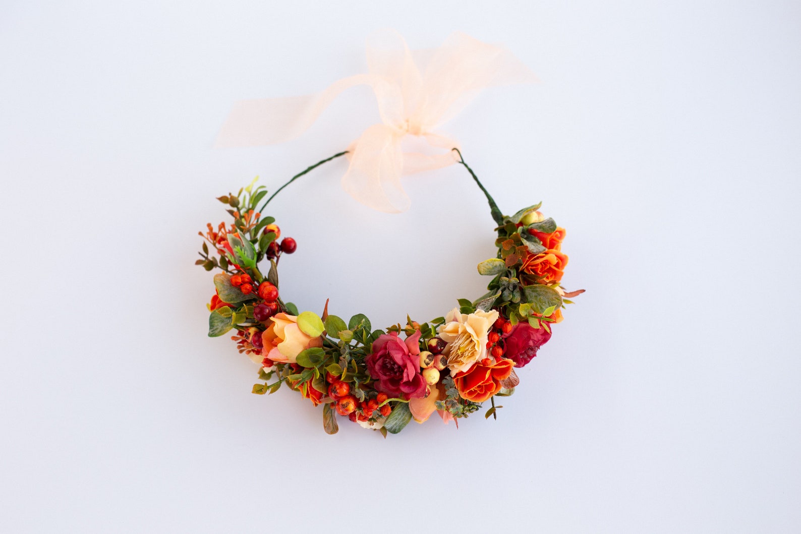 Living Coral Flower Crown, Peach Floral Crown, Wedding Hair Piece ...