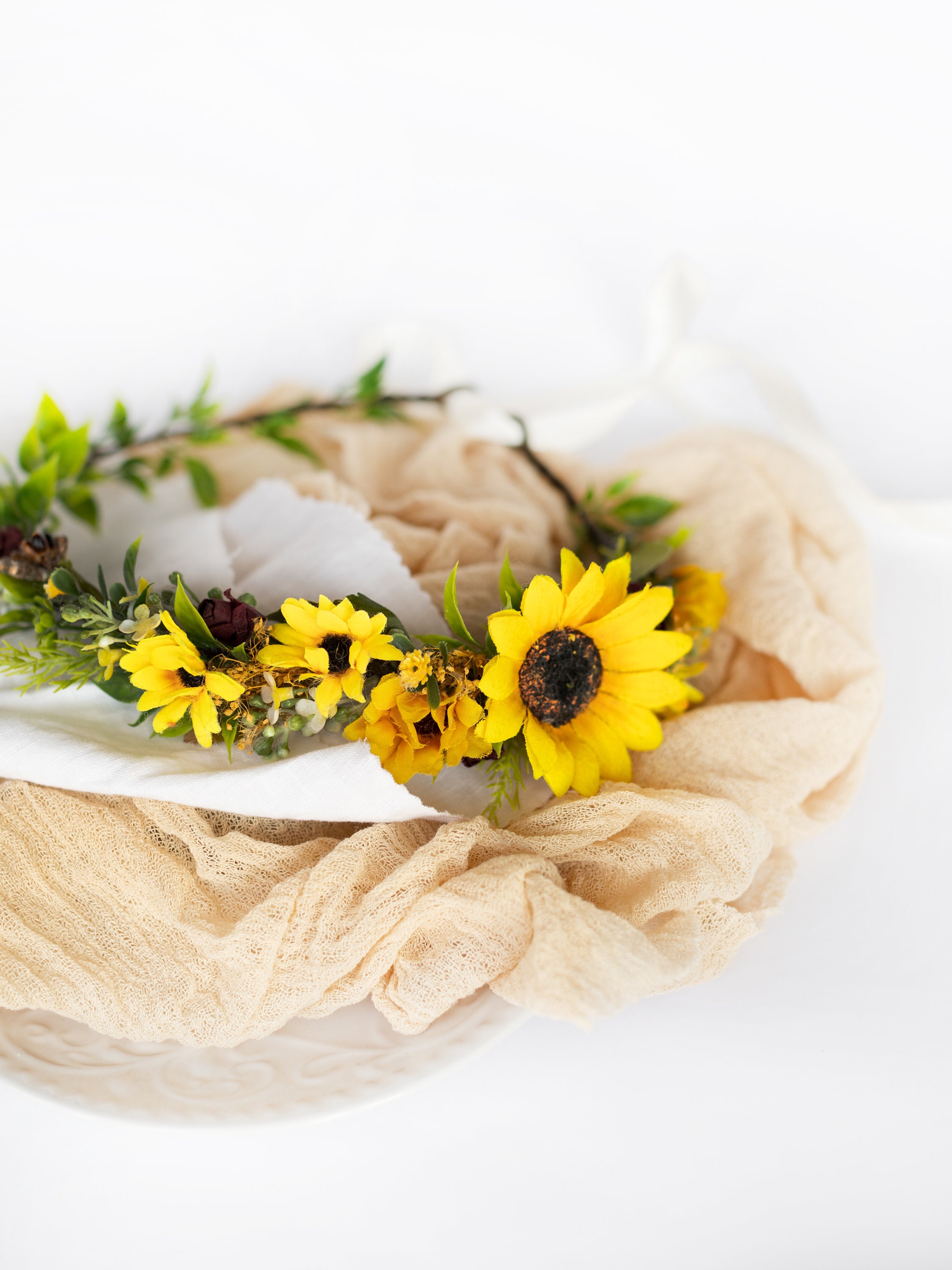 Woodland Crown, Sunflower Flower Crown, Bridal Flower Crown, Wedding ...
