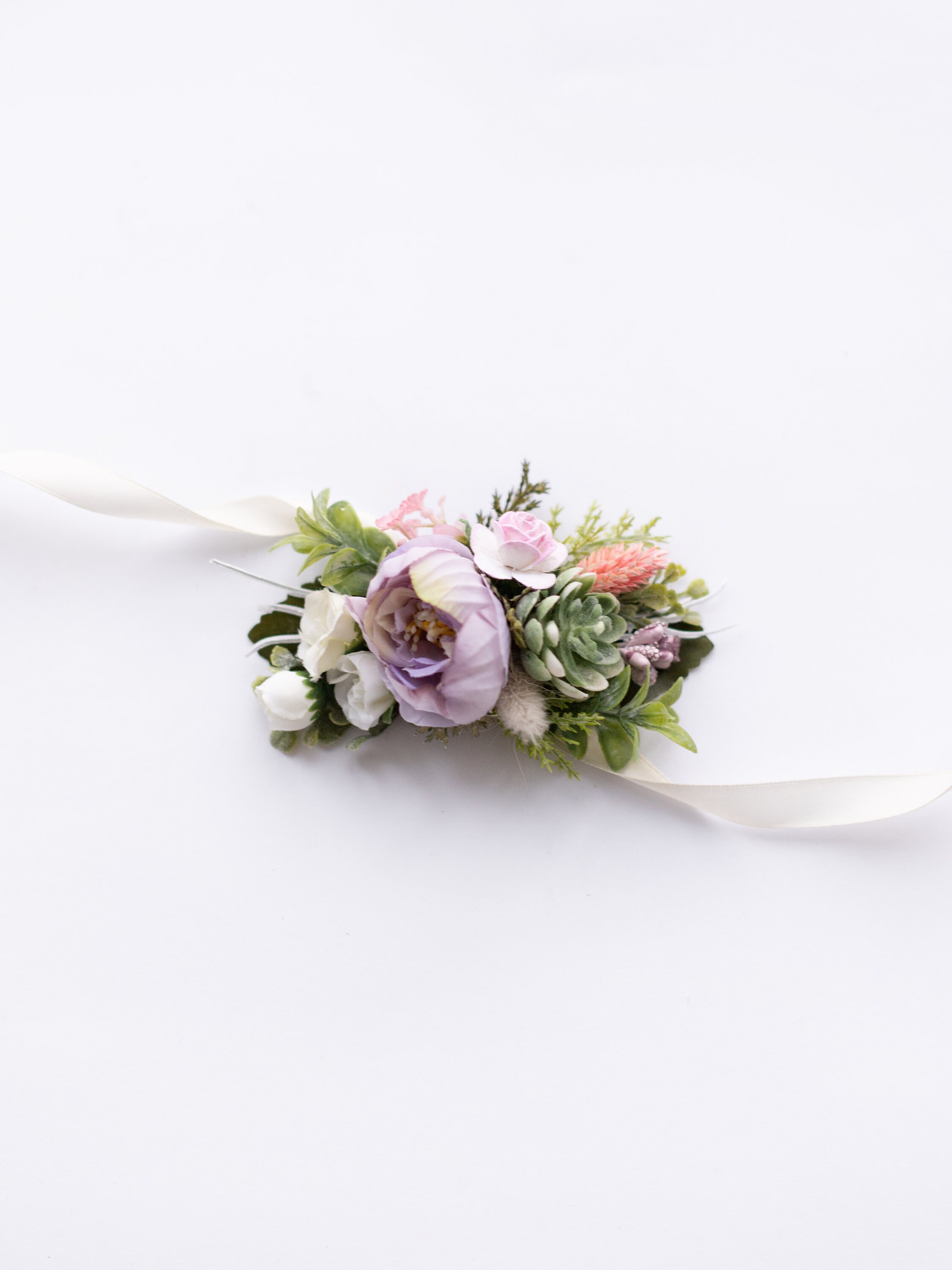 Prom Corsage, Satin Flower Writ Corsage, Boho Lilac Flower Corsage ...