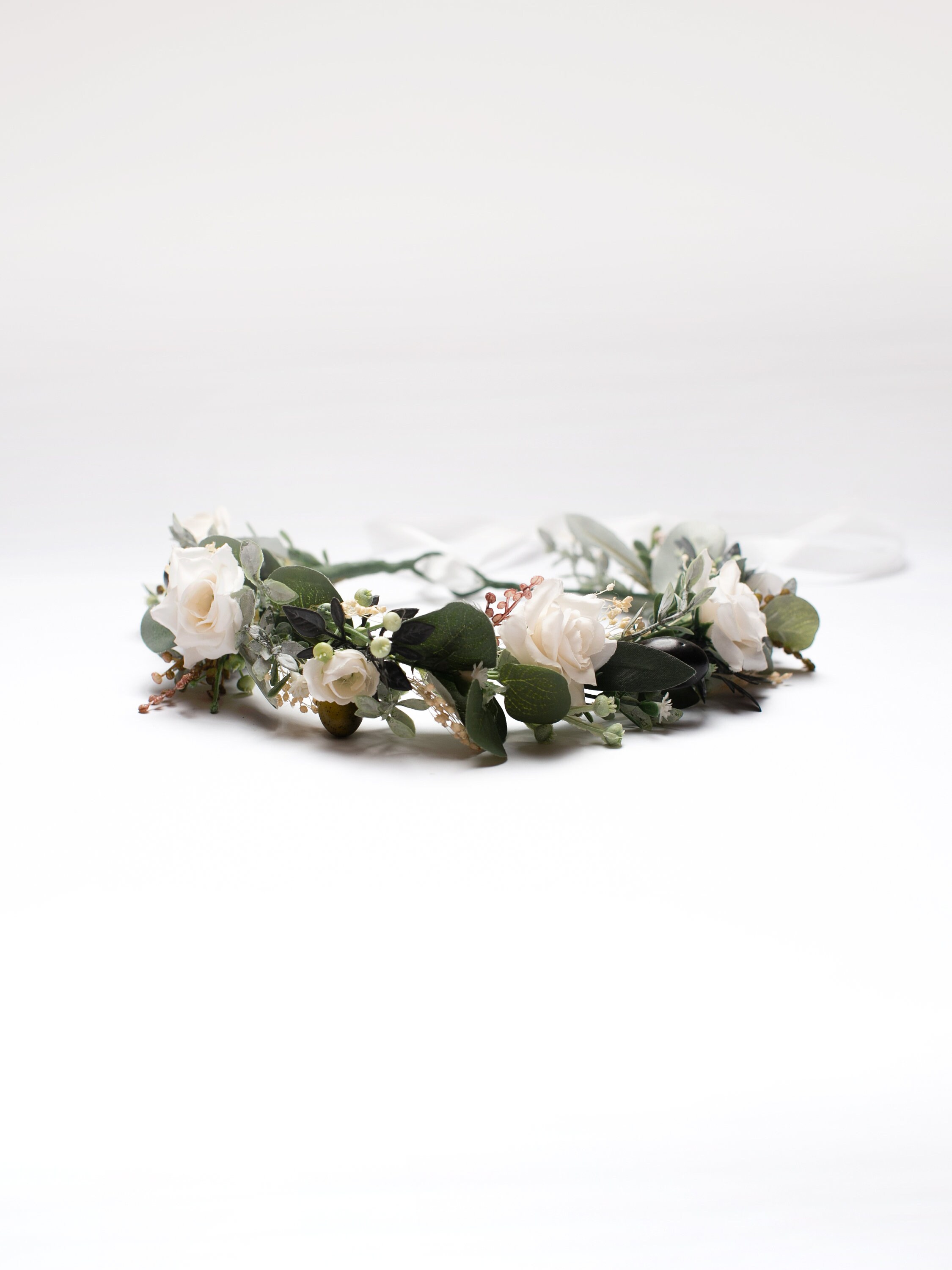 Rustic Flower Hairpiece, White Floral Crown, Bridal Flower Crown ...