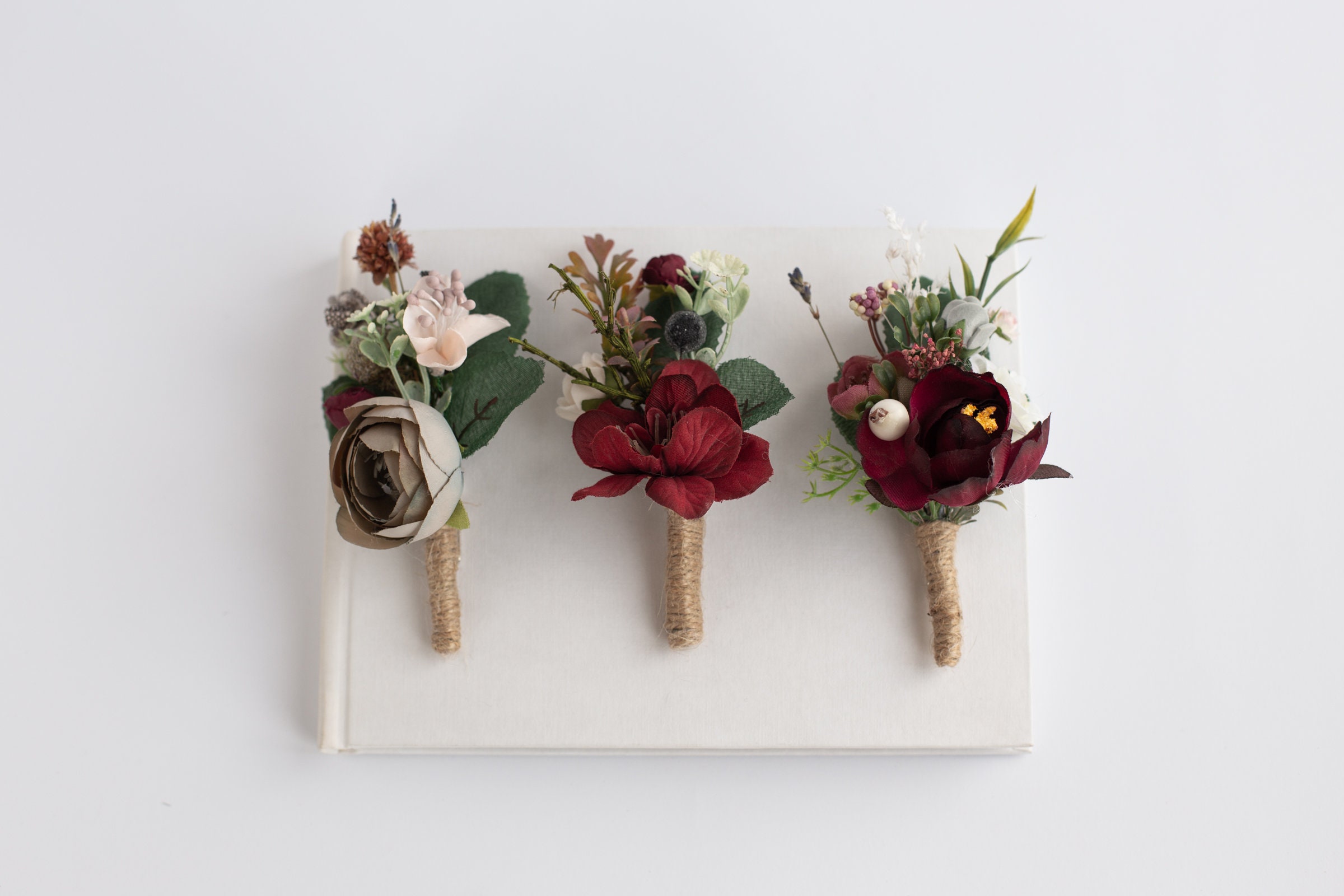 Boutonniere Burgundy Groomsmen Buttonhole Grooms Boutonniere - Etsy ...