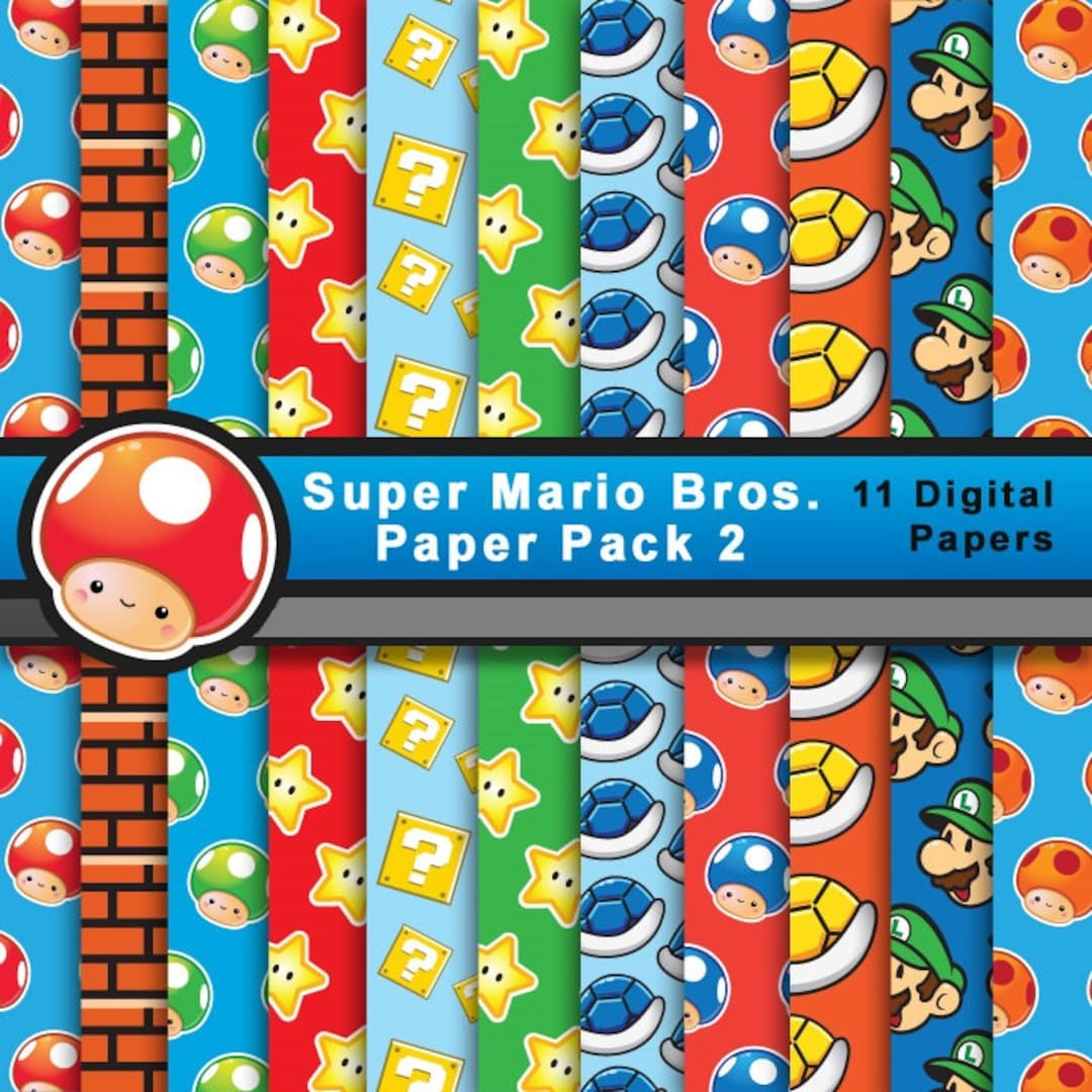 Papel Super Mario Pack 2 Fandom Etsy