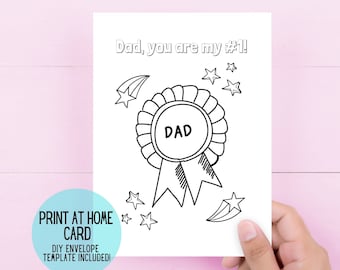 Printable Fathers Day Coloring Card Super Dad Card Print at Home ...