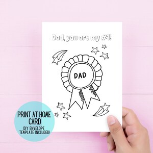 Printable Father's Day Coloring Card: #1 Dad Award (PDF) - Etsy