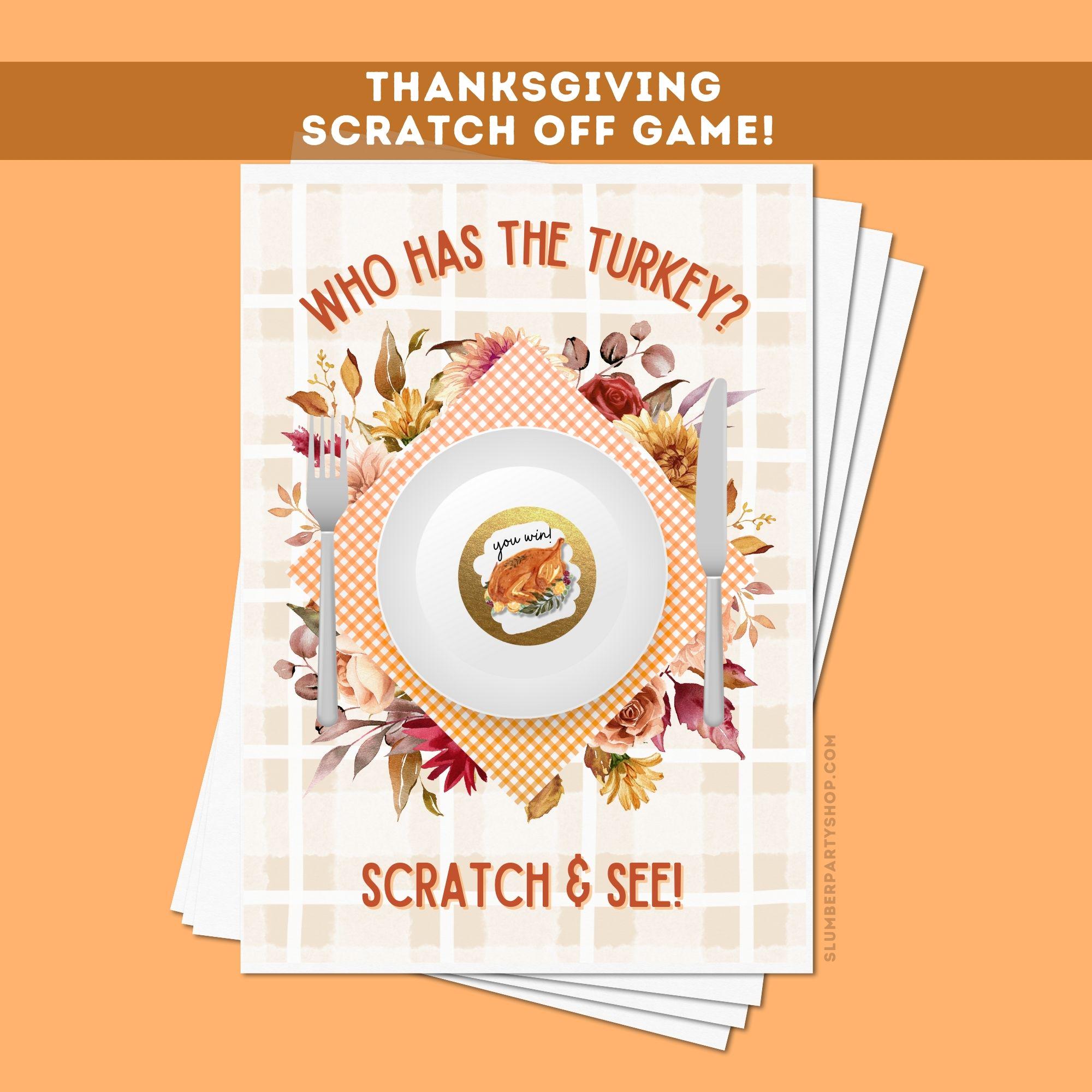 Thanksgiving Scratch off Game: Turkey Raffle Tickets, Friendsgiving Fun ...
