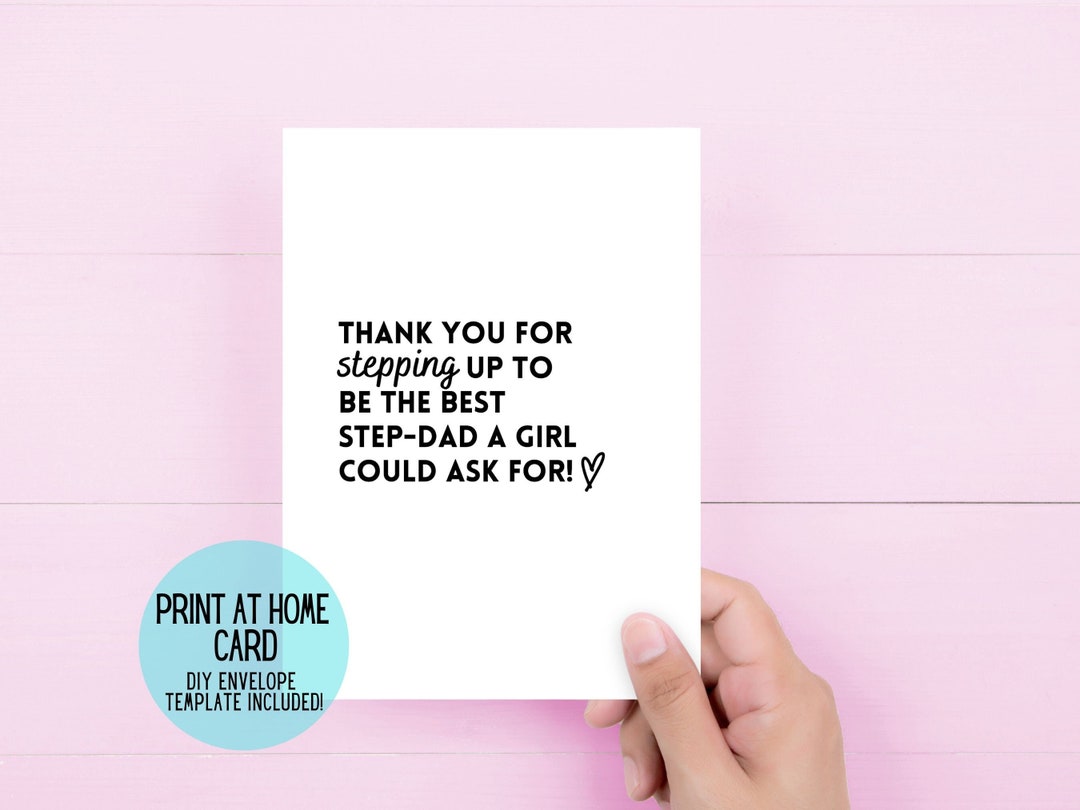Printable Fathers Day Step Dad Card | Step-dad Card | Print at Home ...
