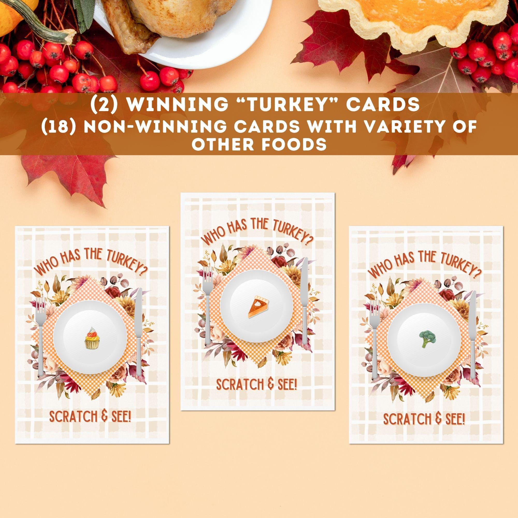 Thanksgiving Scratch off Game: Turkey Raffle Tickets, Friendsgiving Fun ...