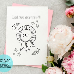 Printable Father's Day Coloring Card: #1 Dad Award (PDF) - Etsy