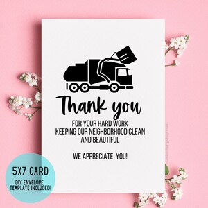 Printable Garbage Truck Driver Card | Garbage Man Thank You | Trash ...