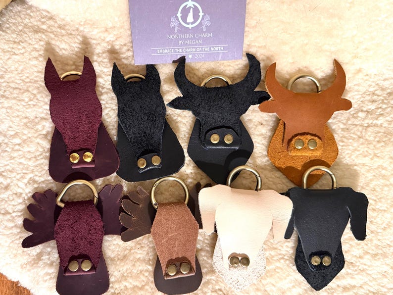 All Leather Cow Bag Charm - Etsy