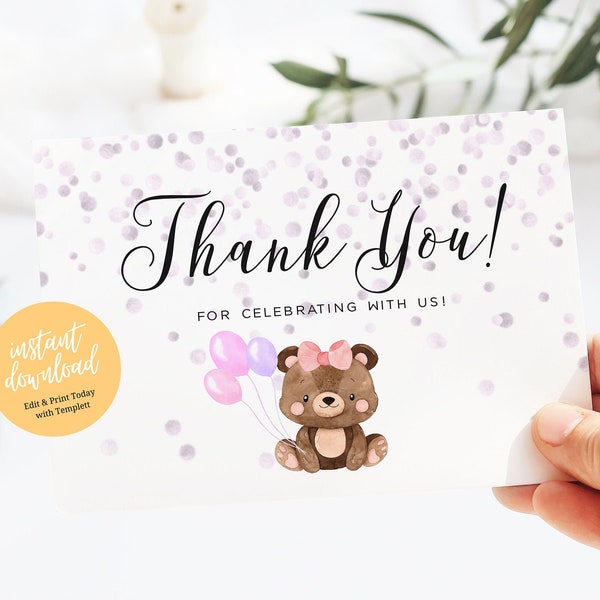 Teddy Bear Birthday Thank You Cards - Etsy
