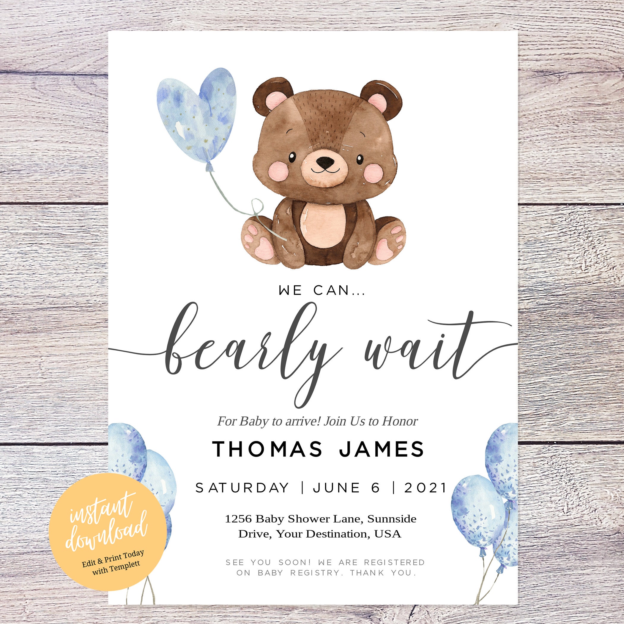 Teddy Bear Invitation Template