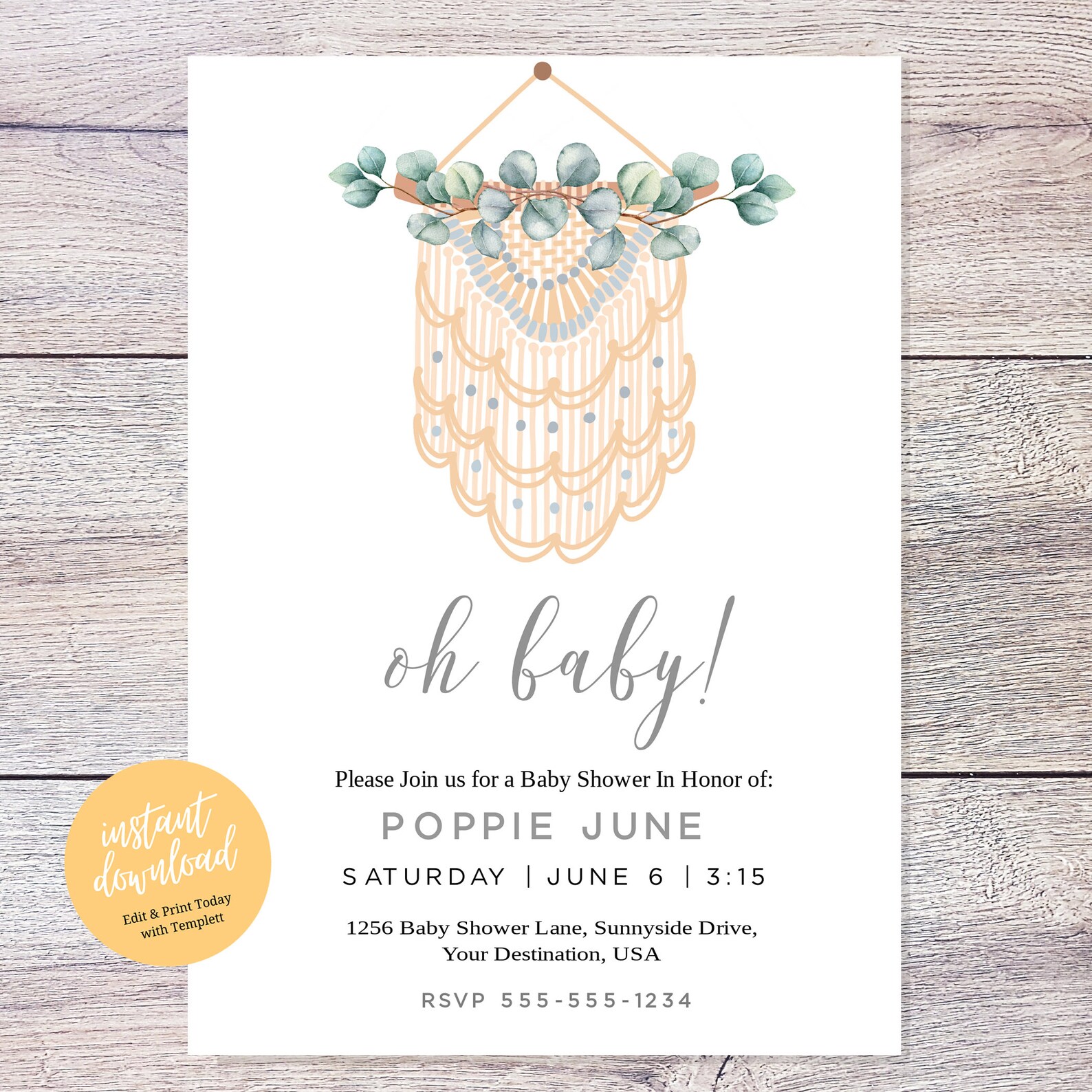 Boho Macrame Baby Shower Invitation Macrame Baby Shower - Etsy
