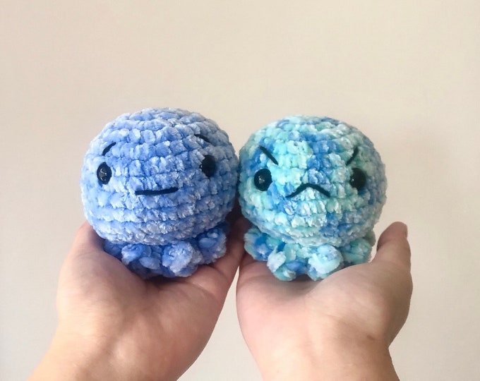 Grumpy Derpy Octopus Plush Cute Cuddle Soft Kawaii Octopi Gift for Him ...