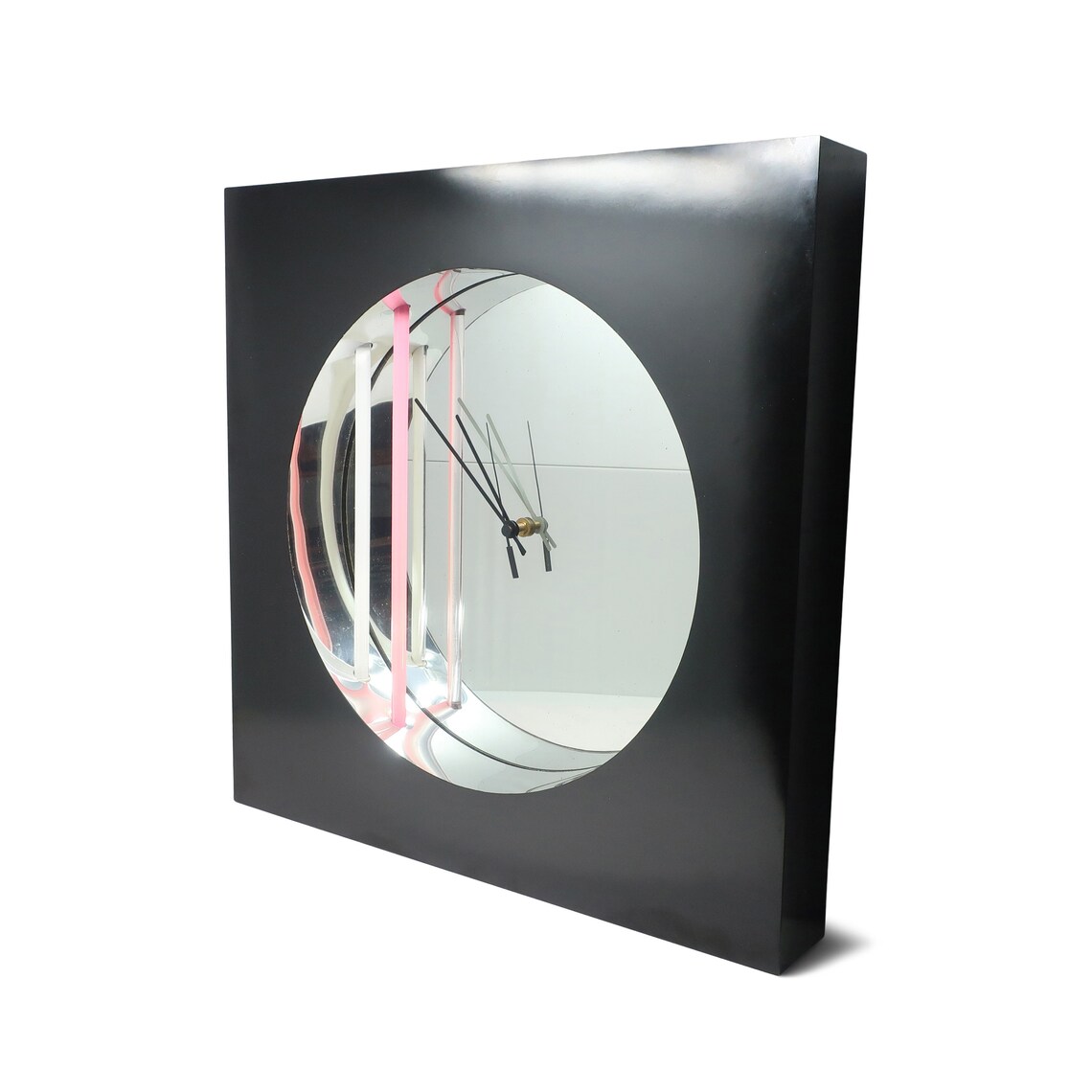 1980s Postmodern Mirror Wall Clock by Jon Gilmore for Accessory Art ...