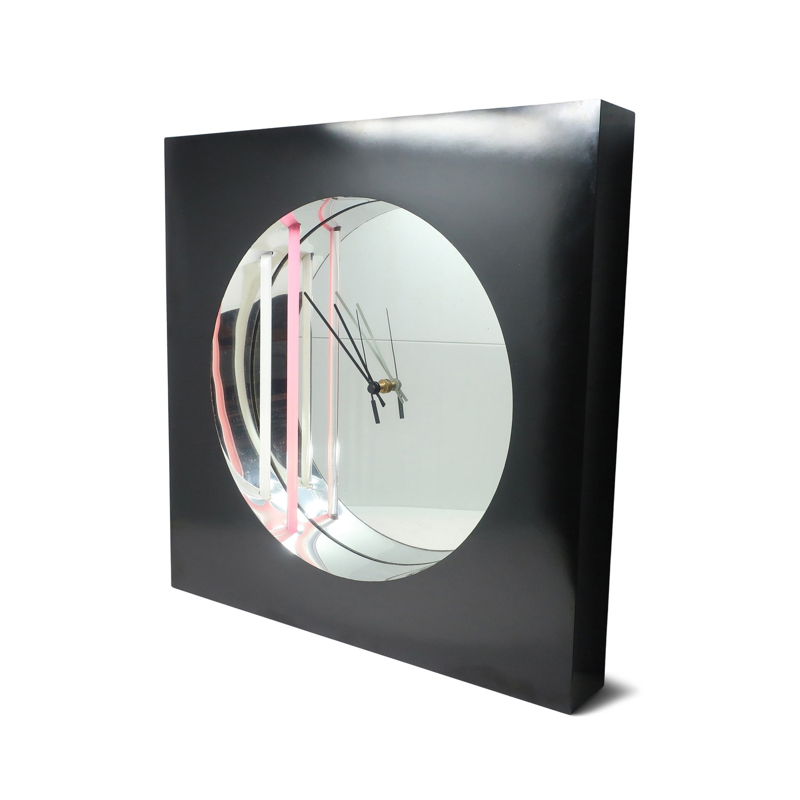 1980s Postmodern Mirror Wall Clock by Jon Gilmore for Accessory Art ...