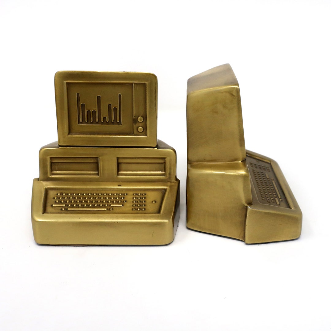 Pair of 1980s Brass Computer Bookends - Etsy