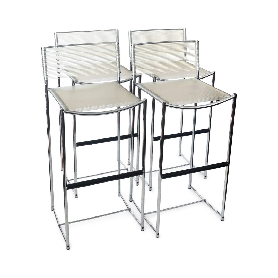 Set of Four Chrome spaghetti Bar Stools by Giandomenico Belotti for ...