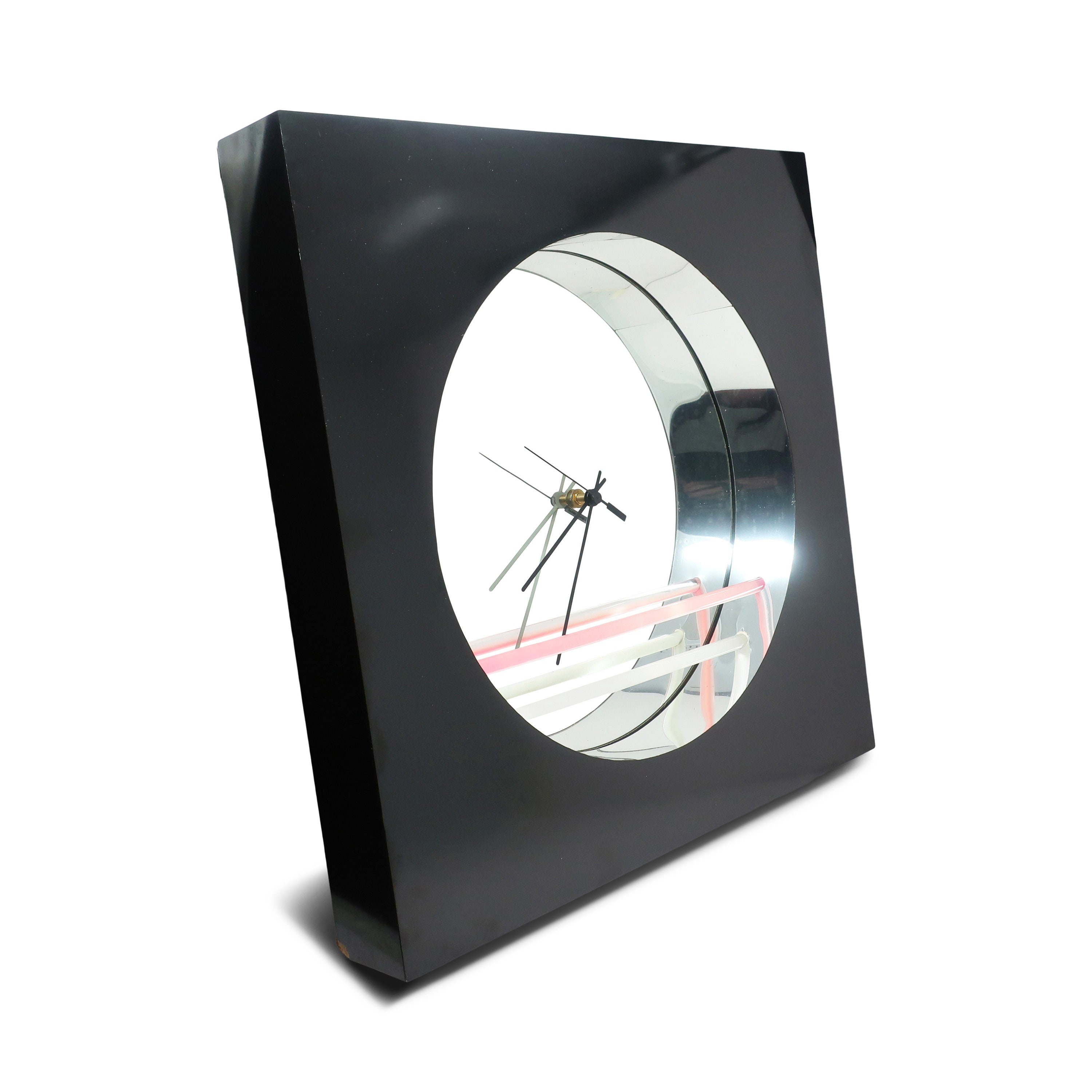 1980s Postmodern Mirror Wall Clock by Jon Gilmore for Accessory Art ...