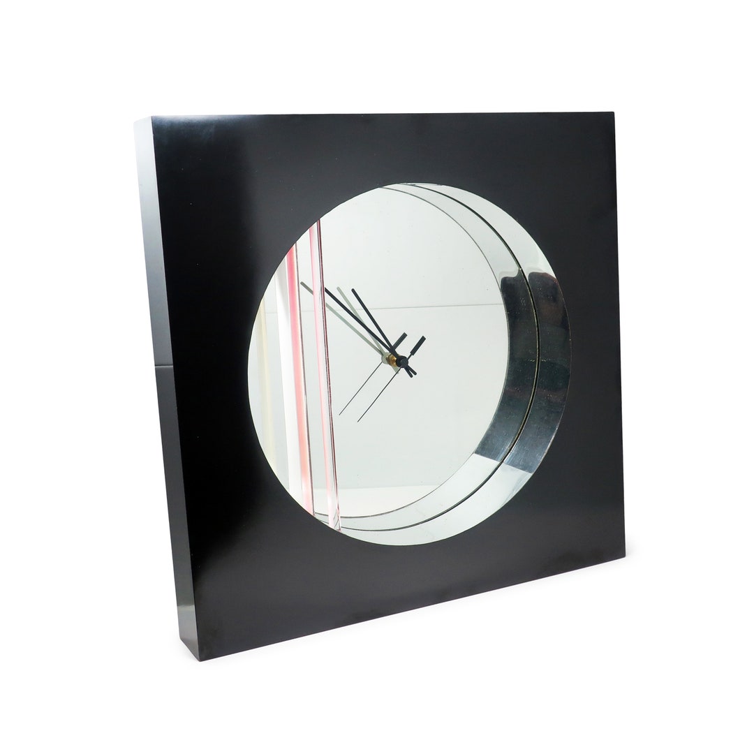 1980s Postmodern Mirror Wall Clock by Jon Gilmore for Accessory Art ...
