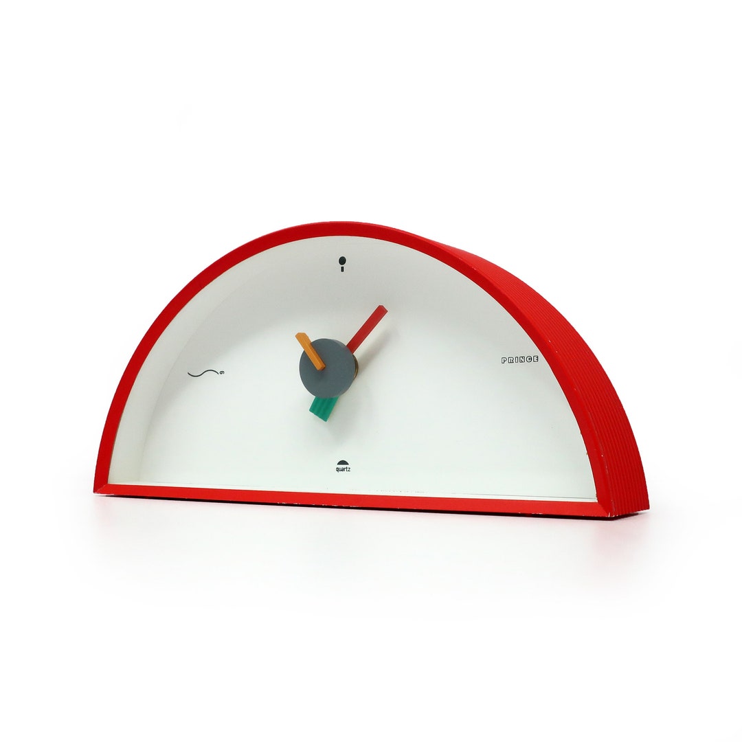 1980s Red & White Postmodern Mantle Clock by Prince - Etsy