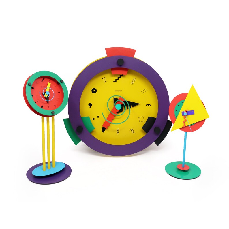 1980s Postmodern paradise Table Clock by Shohei Mihara for Wakita and ...