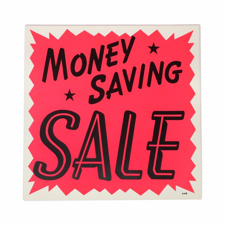 1960s Screen Printed "money Saving Sale" Trade Sign - Etsy