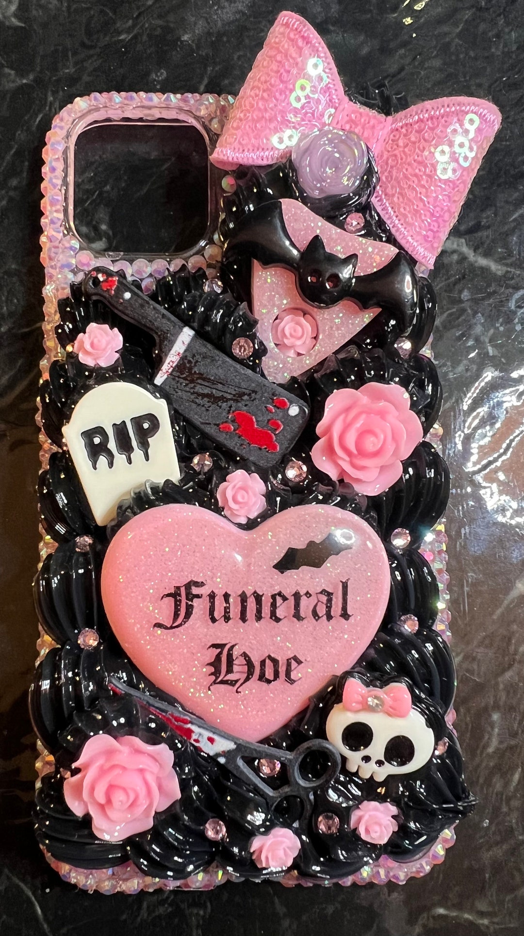 Black & Pink Funeral Decoden iPhone 11 Pro Max Case - Etsy