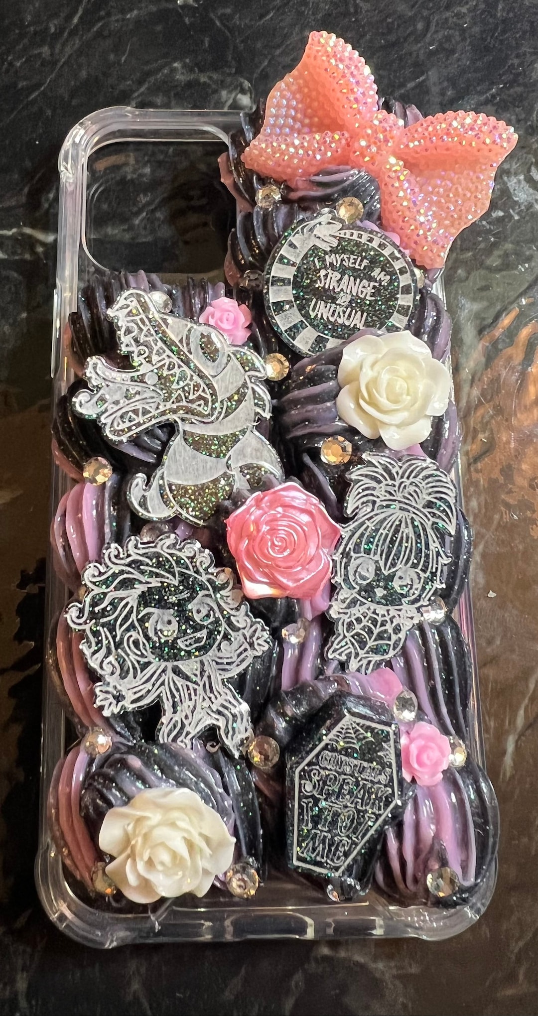 Super Cute Black and Pink Tim Burton Inspired Lydia Ghosts iPhone 11 ...