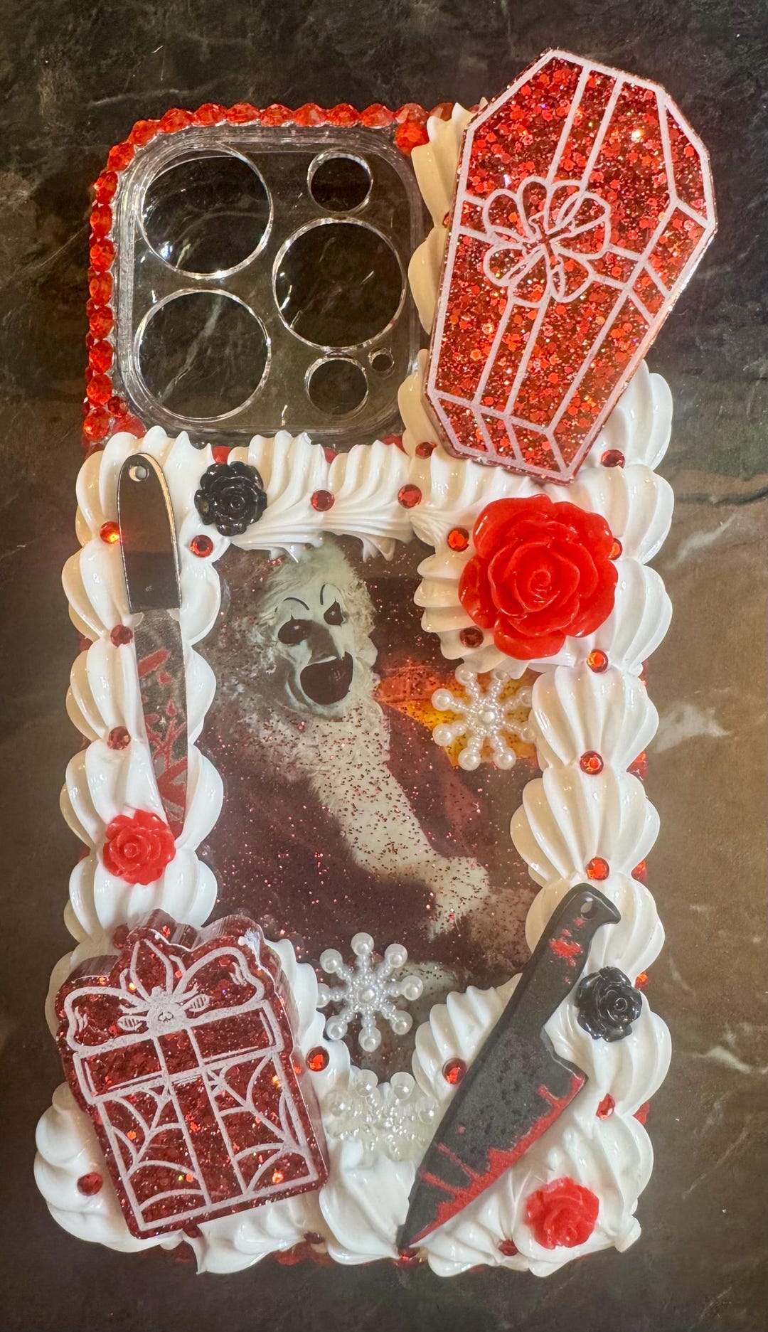 Gorgeous Red and White Art Terrifier Horror Holiday Themed iPhone 16 ...