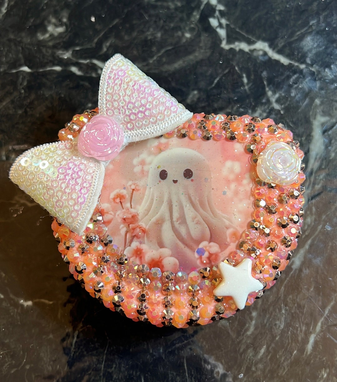 Super Cute Peachy Ghost With Peach and Copper Jelly Stones Adorn a ...