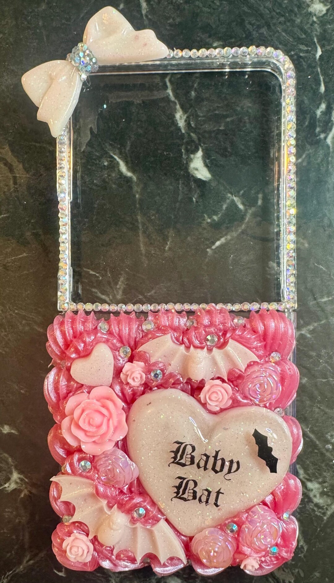 Pastel Pink Baby Bat Goth Themed Decoden Samsung Galaxy Z Flip 7 Case ...