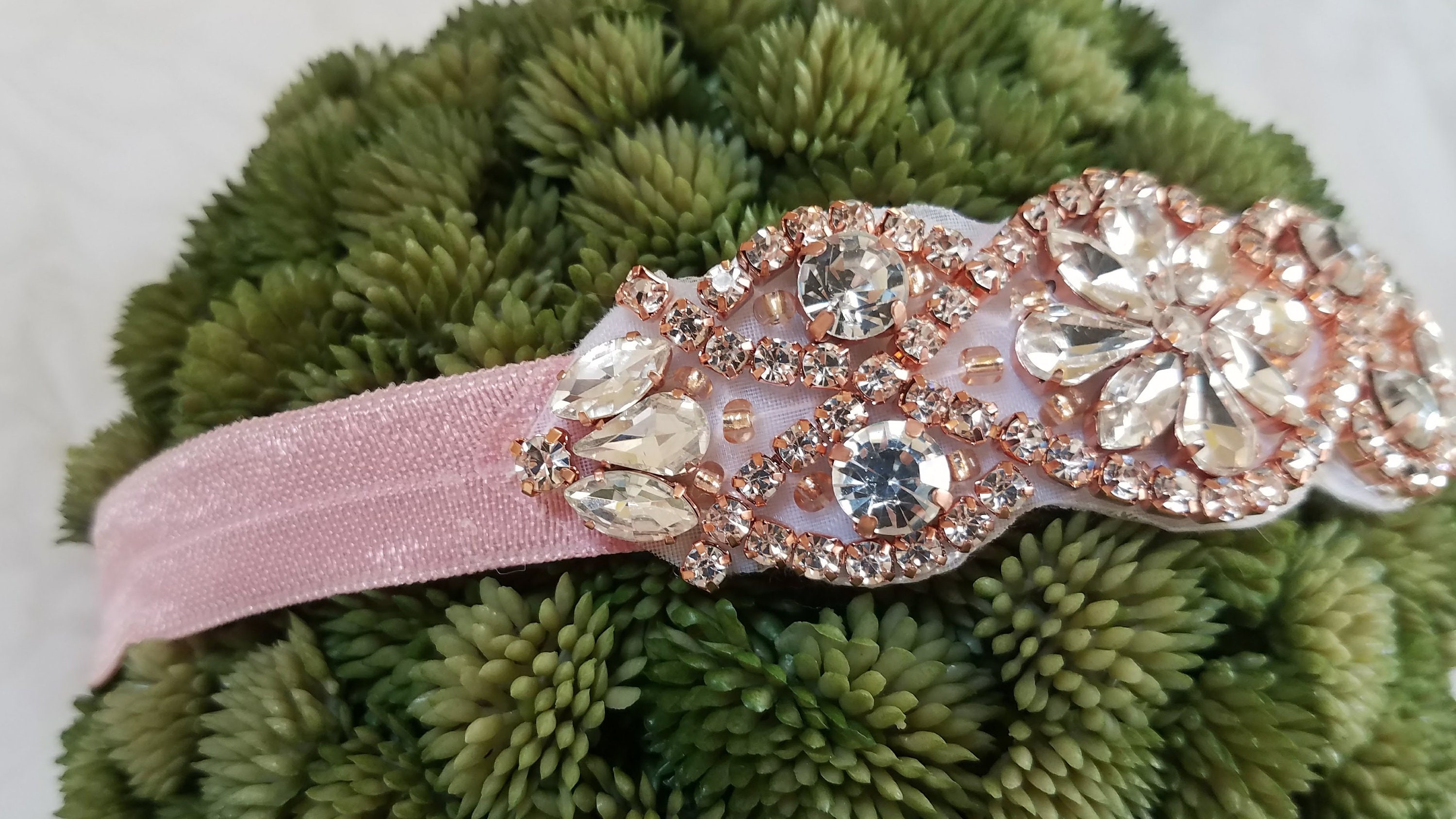 Rose Gold Rhinestone Elastic Anti-Slip Headband Special | Etsy