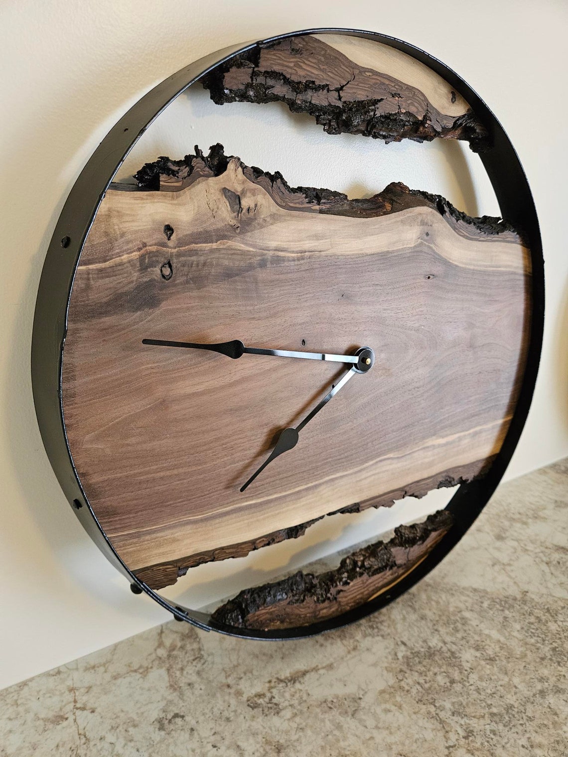 Wine Barrel Ring Clock Set in Live-edge Walnut - Etsy