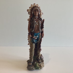 Native American Indian Figurine, Hand Painted Statue - Etsy