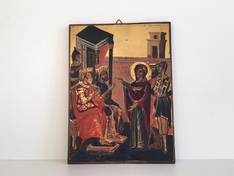 Vintage Orthodox Icon | 1950s Balkan Hand Painted, Tempera on Wood ...