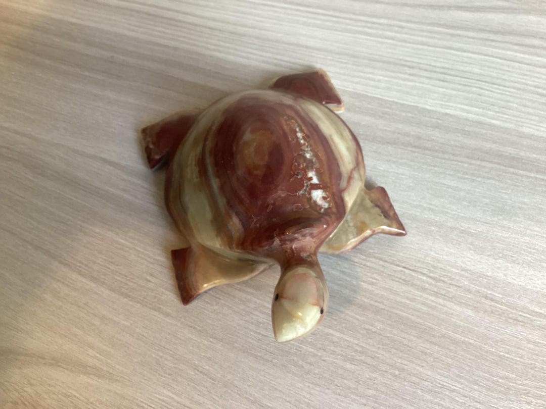 Vintage Onyx Sculpture | 1950s Italian Turtle Figurine, Hand Carved ...