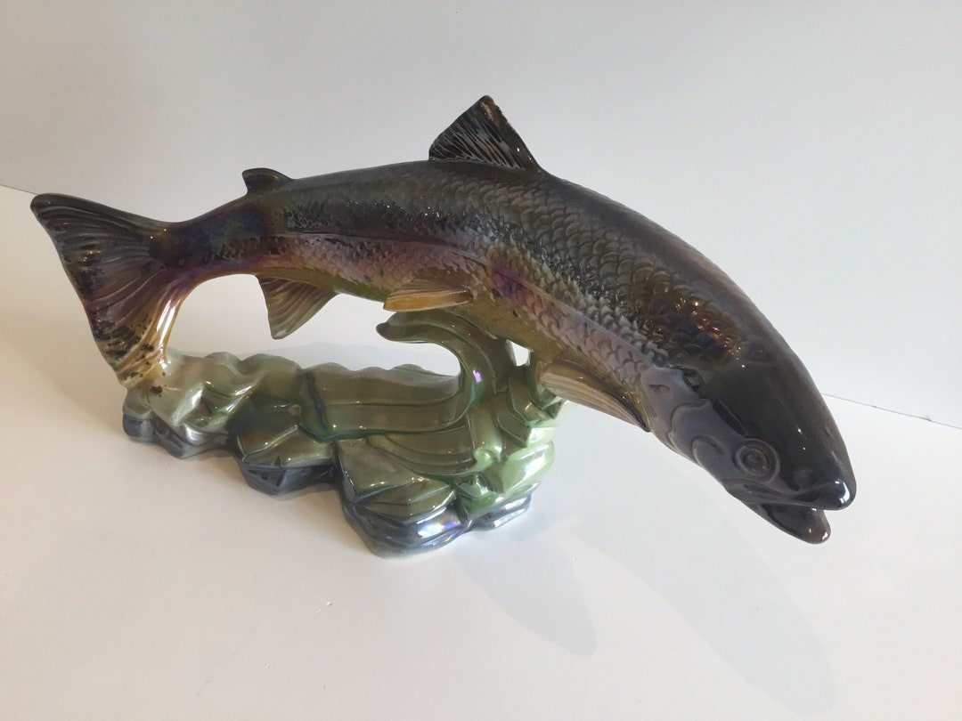 Large Fish H. Bequet, Quaregnon (1950s) Policrome Iridescent Majolica ...